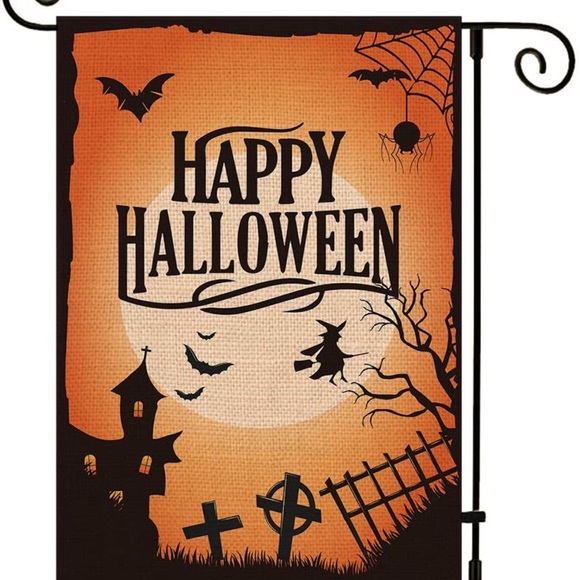 Accents | Happy Halloween Garden Flag Vertical Double Sided Burlap ...
